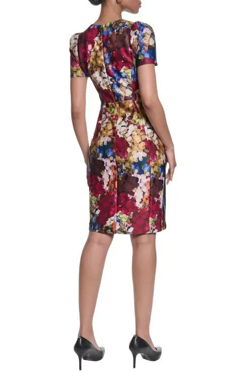 Karl Lagerfeld Floral Scuba Crepe Sheath Dress