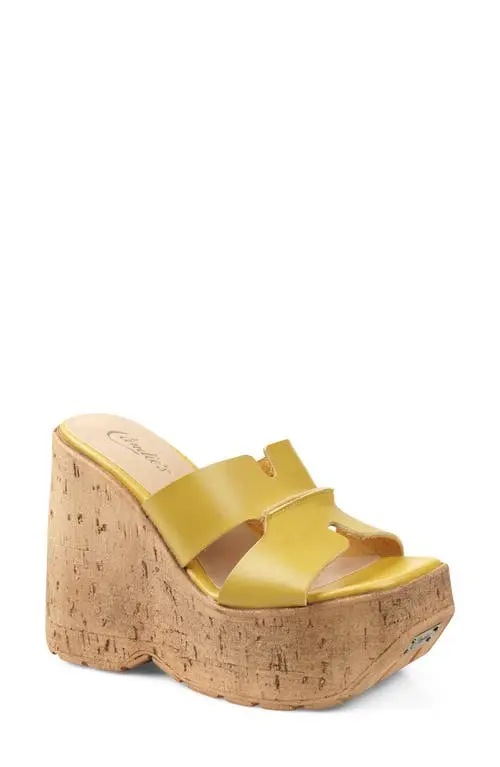 CANDIE'S Marabelle Platform Wedge Slide Sandal - Ginger Leather