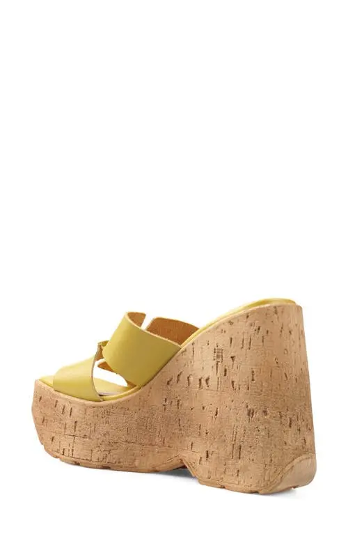 CANDIE'S Marabelle Platform Wedge Slide Sandal - Ginger Leather