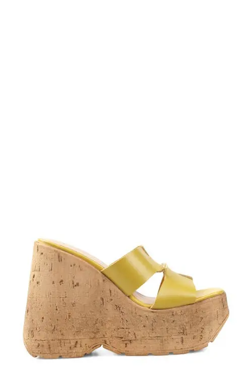 CANDIE'S Marabelle Platform Wedge Slide Sandal - Ginger Leather