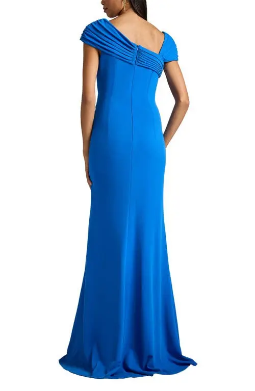 Tadashi Shoji Asymmetric Neck Ruched Gown