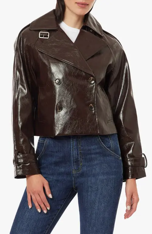 Habitual Textured Faux Leather Cropped Jacket
