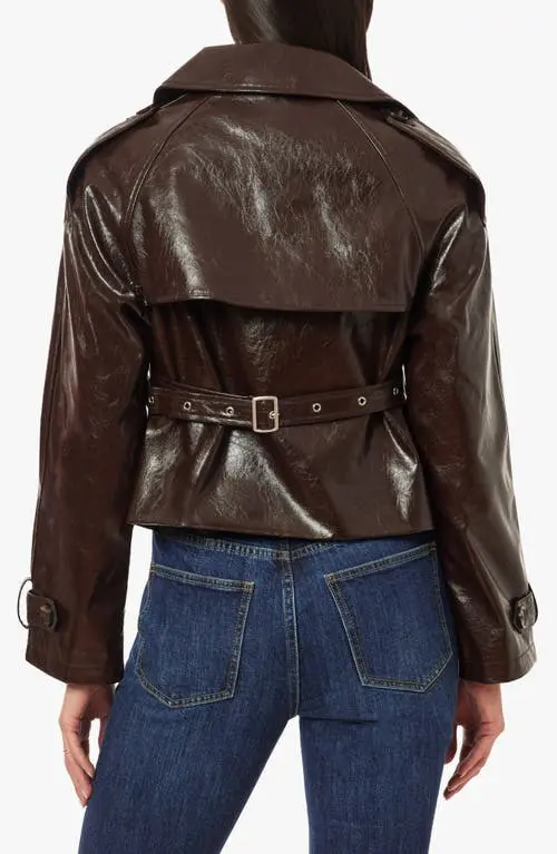Habitual Textured Faux Leather Cropped Jacket