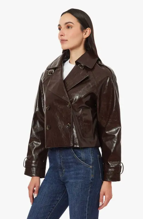 Habitual Textured Faux Leather Cropped Jacket
