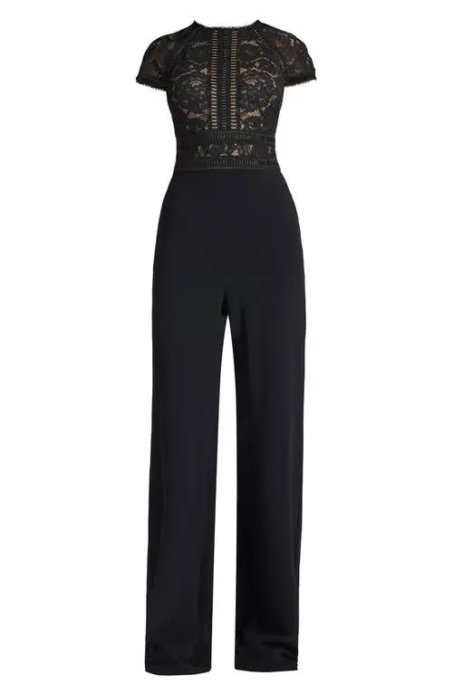 Tadashi Shoji Lace Top Wide Leg Jumpsuit