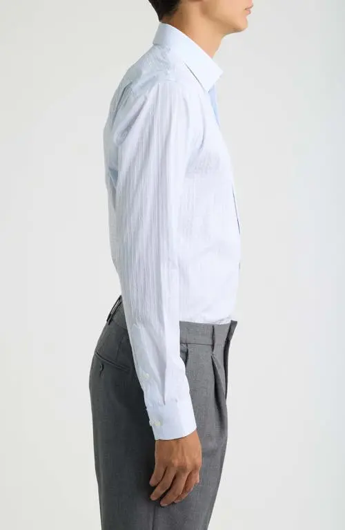 Nordstrom Trim Fit Premium Performance Microcheck Dress Shirt - Blue Cazale Check