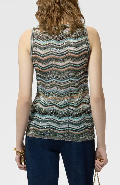 Missoni Sequin Metallic Jacquard Sleeveless Sweater