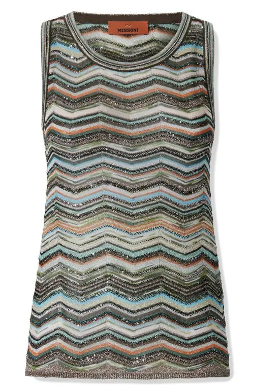Missoni Sequin Metallic Jacquard Sleeveless Sweater