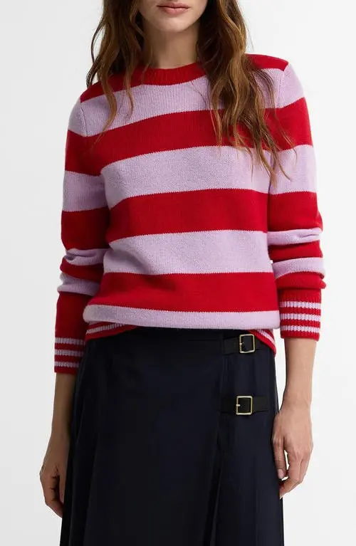 Barbour Woodhouse Striped Wool & Cashmere Crewneck Sweater - Crimson Multi