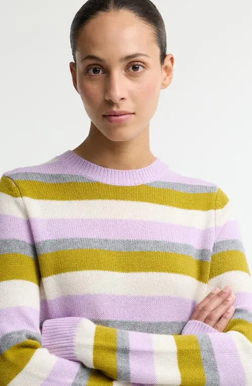 Barbour Woodhouse Striped Wool & Cashmere Crewneck Sweater - Frosted Heather Multi
