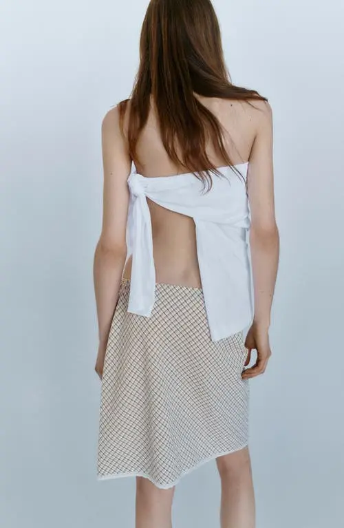 Mango Checkered Midi Skirt With Lace Trim