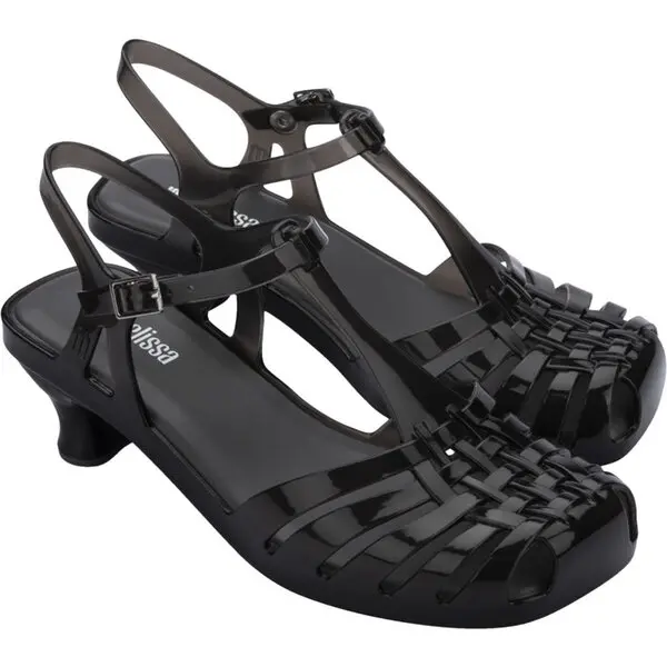 Melissa Vixen Slingback Kitten Heel Sandal - Clear Black