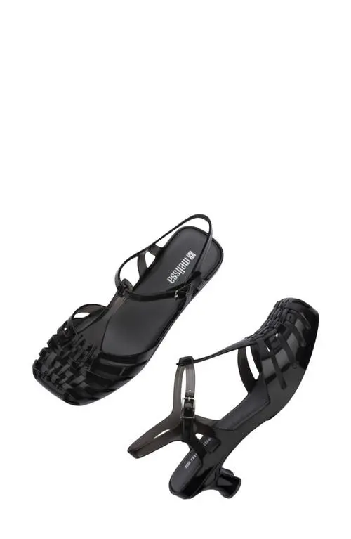 Melissa Vixen Slingback Kitten Heel Sandal - Clear Black