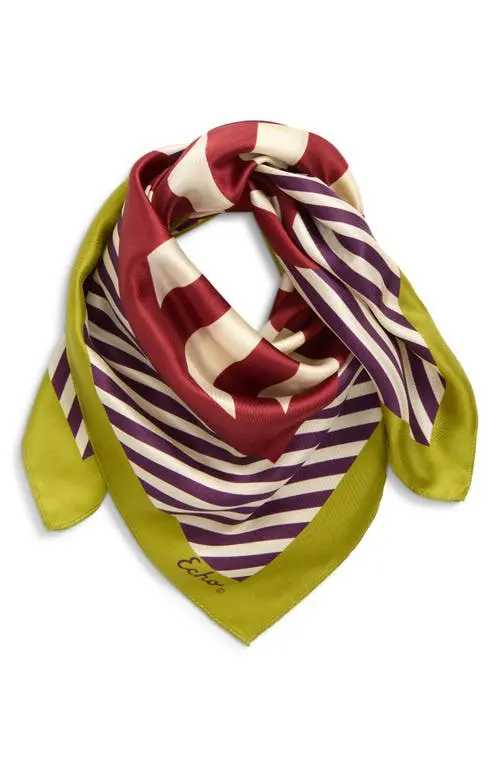 Echo Striped Silk Bandana - Mulled Wine