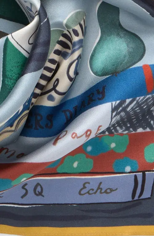 Echo Bookworm Silk Square Scarf - Denim Blue