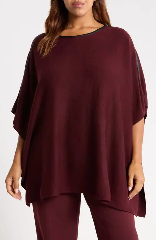 Anne Klein Faux Leather Trim Cape