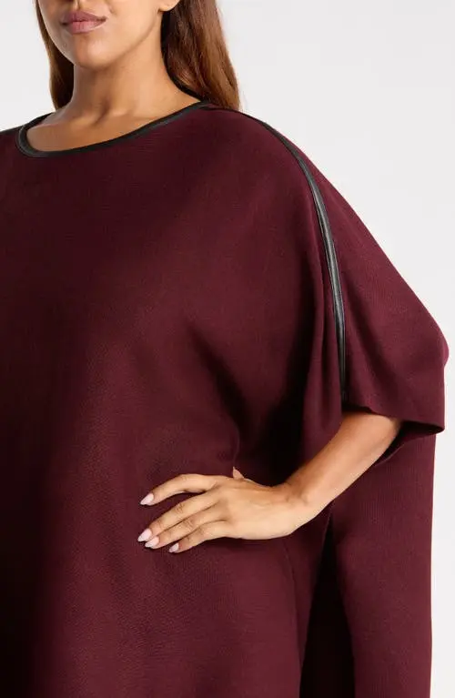 Anne Klein Faux Leather Trim Cape