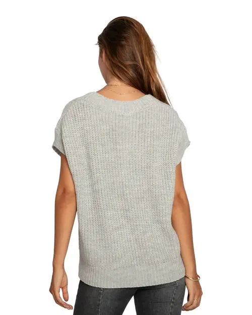 BELLE & BLOOM Rosette Oversized Knitted Vest - Grey