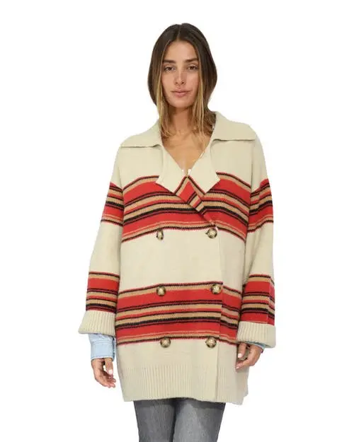 BELLE & BLOOM Oversized Striped Knitted Cardigan Coat