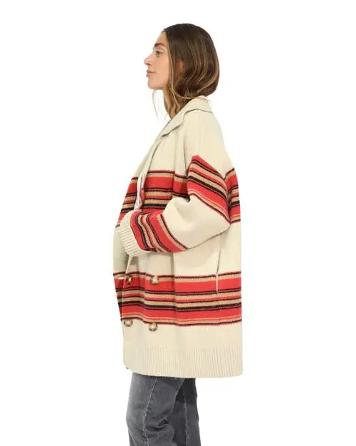 BELLE & BLOOM Oversized Striped Knitted Cardigan Coat