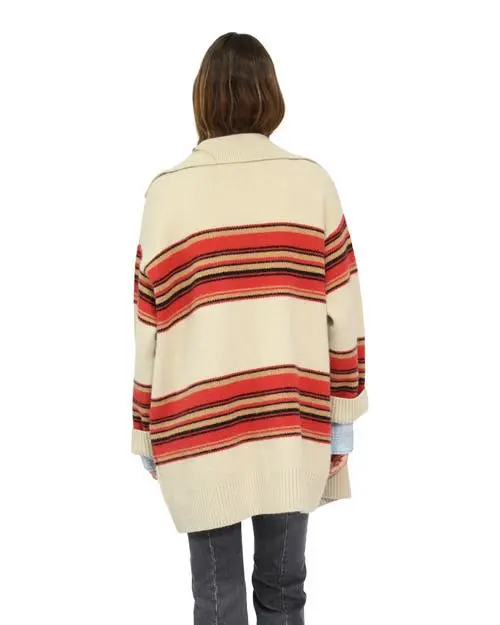 BELLE & BLOOM Oversized Striped Knitted Cardigan Coat
