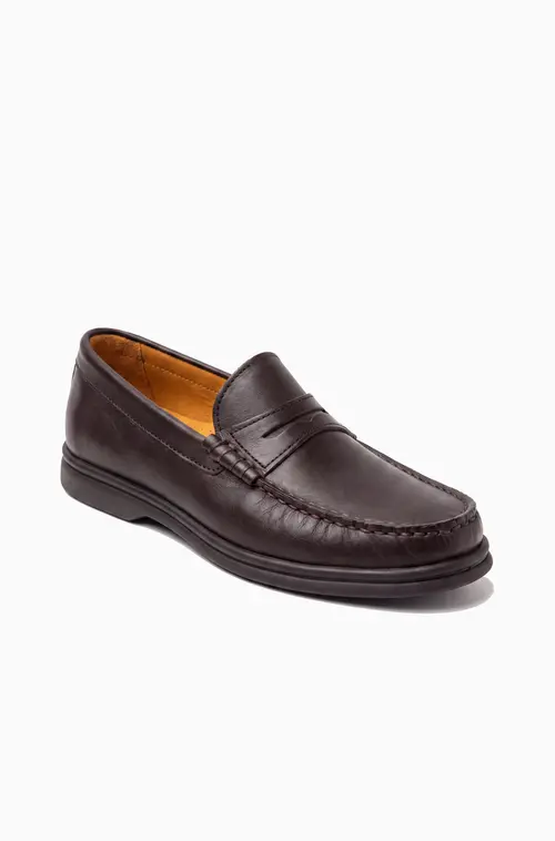 MENINA STEP Nora Loafer, Premium Top Leather, Handcrafted In Spain - Chocolate