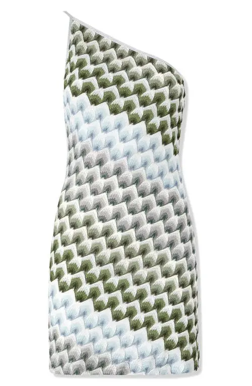 Missoni Metallic Jacquard One-shoulder Minidress