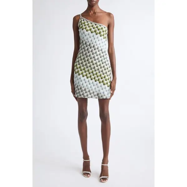 Missoni Metallic Jacquard One-shoulder Mini Dress - Green Multi