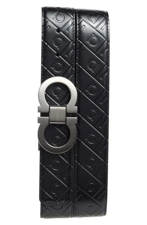 FERRAGAMO Gancini Debossed Belt - Nero Nero