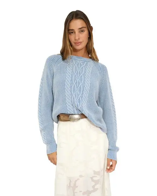 BELLE & BLOOM Hudson Street Cable Knit Sweater - Dark Blue