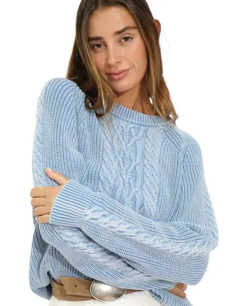 BELLE & BLOOM Hudson Street Cable Knit Sweater - Dark Blue