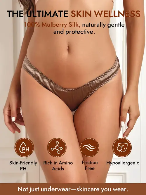 SILKSILKY Pure Silk 3-pack Silk Briefs Panties - Khaki