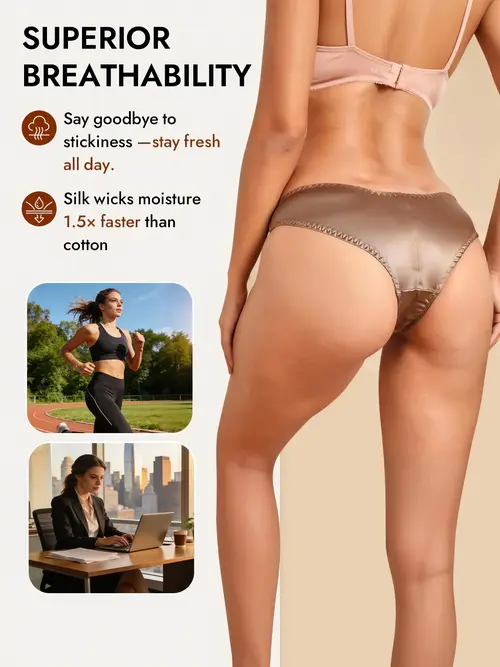 SILKSILKY Pure Silk 3-pack Silk Briefs Panties - Khaki