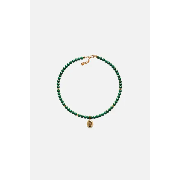 DANIELA MILLAN JEWELRY Malachite Beaded Necklace With Woven Pendant - Green