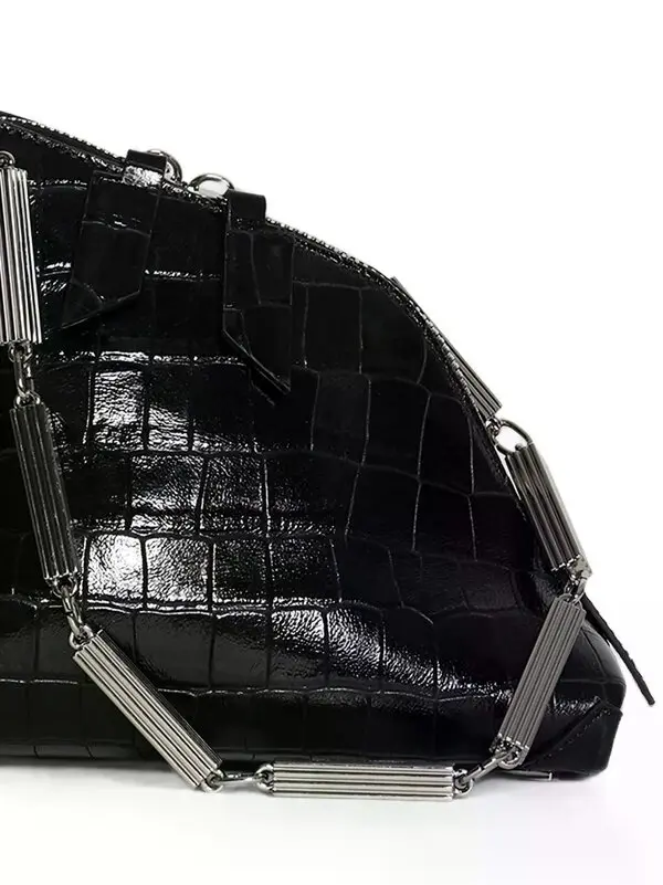Attico La Scala Croc-effect Shoulder Bag - Black