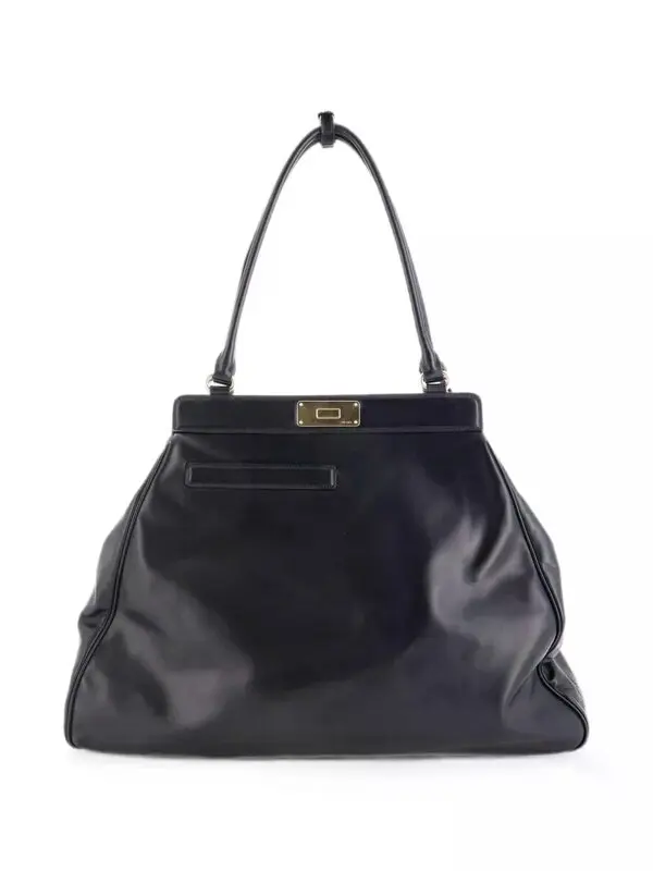 Prada Frame Lock Leather Large Tote Bag