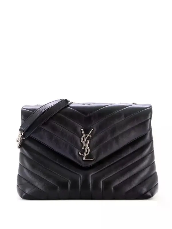 Saint Laurent Loulou Matelasse Chevron Leather Medium Shoulder Bag - Black