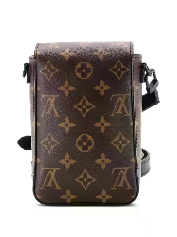 LOUIS VUITTON S Lock Vertical Wearable Wallet Macassar Monogram Canvas Crossbody Bag - Black