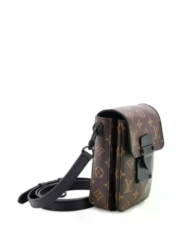 LOUIS VUITTON S Lock Vertical Wearable Wallet Macassar Monogram Canvas Crossbody Bag - Black