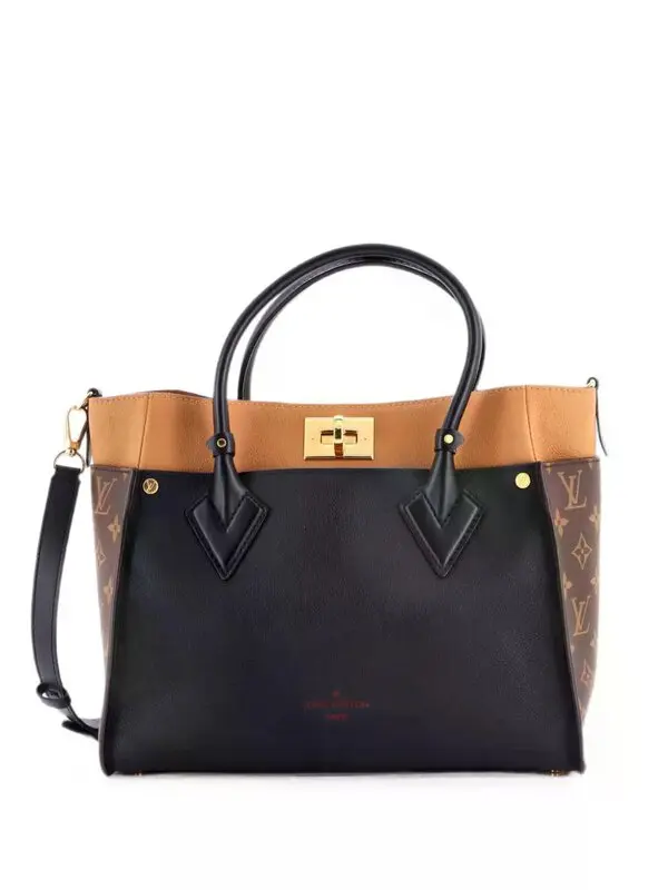LOUIS VUITTON On My Side Leather With Monogram Canvas Mm Tote Bag