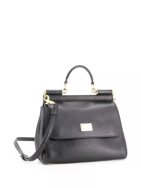 Dolce & Gabbana Miss Sicily Leather Large Shoulder Bag - Black