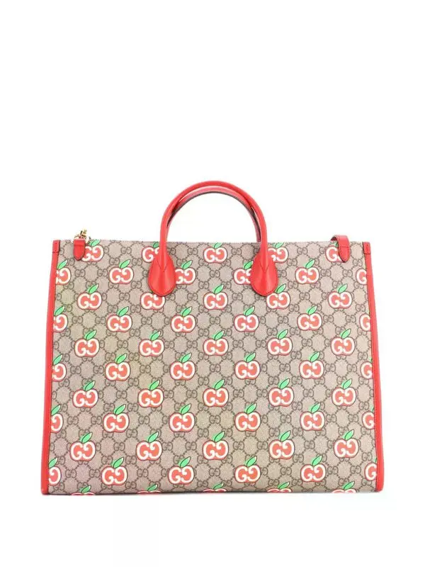 Gucci Convertible Open Apple Gg Coated Canvas Large Tote Bag