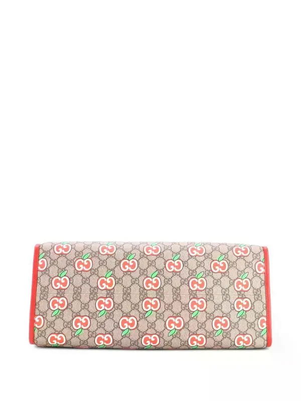 Gucci Convertible Open Apple Gg Coated Canvas Large Tote Bag