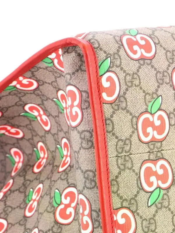 Gucci Convertible Open Apple Gg Coated Canvas Large Tote Bag