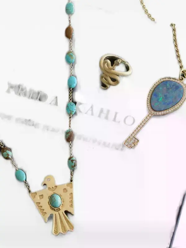 Jacquie Aiche Opal And Diamond Key Necklace