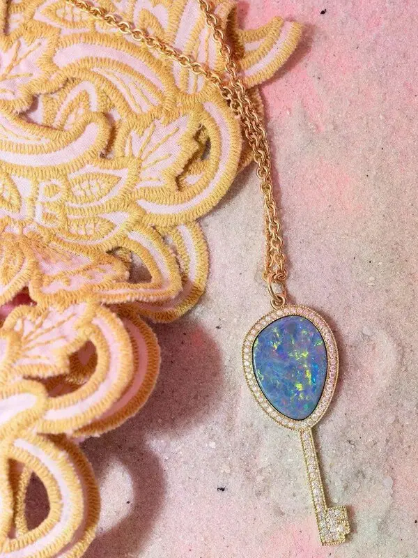 Jacquie Aiche Opal And Diamond Key Necklace