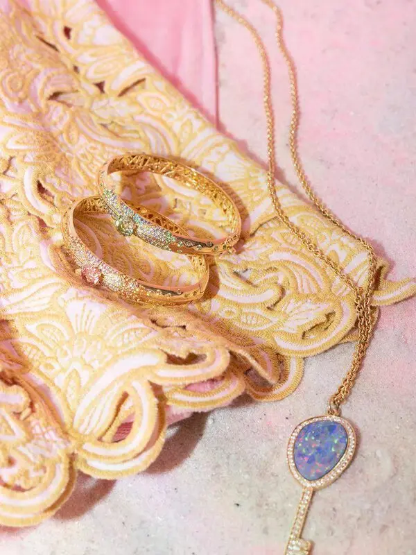 Jacquie Aiche Opal And Diamond Key Necklace