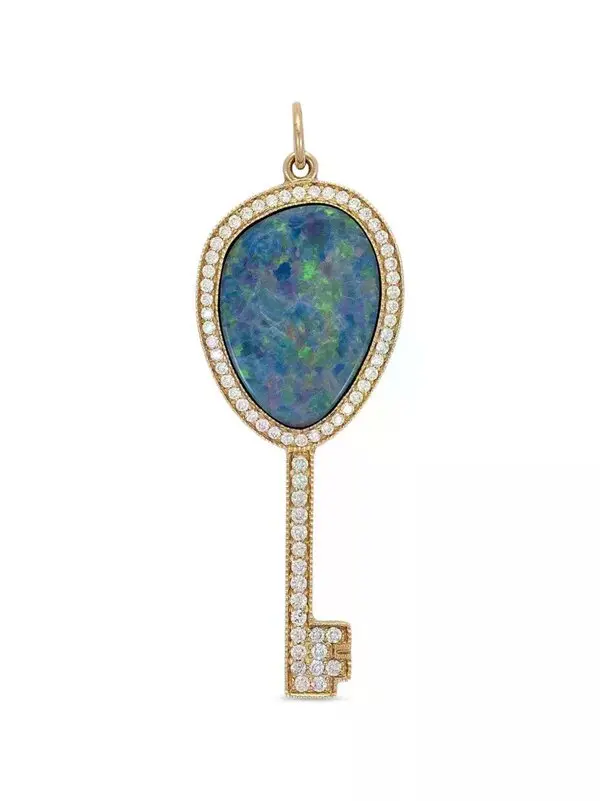 Jacquie Aiche Opal And Diamond Key Pendant Necklace - Gold