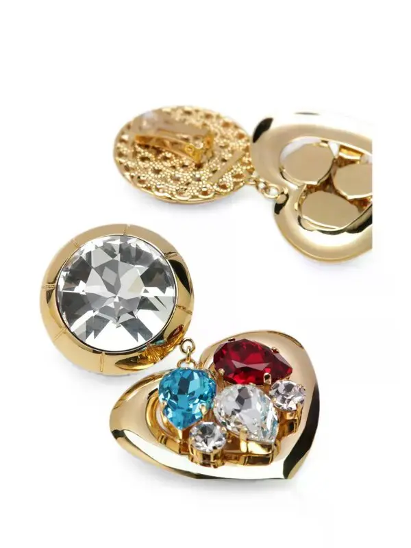 Alessandra Rich Heart-pendant Crystal-embellished Earrings