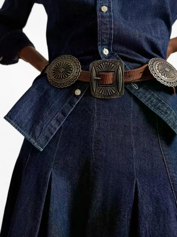 Polo Ralph Lauren Pleated Denim Midi Skirt